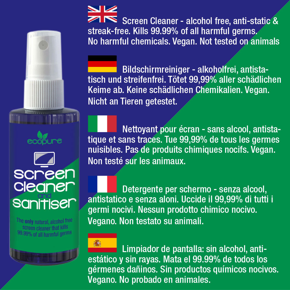 Screen Cleaner & Sanitiser, Disinfectant – Ecopure